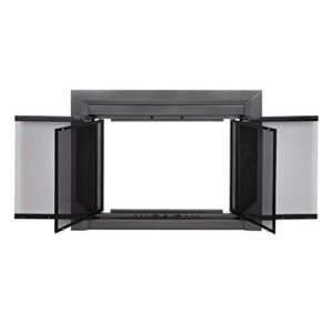 Pleasant Hearth CR-3400 Craton Fireplace Glass Door, Gunmetal, Small