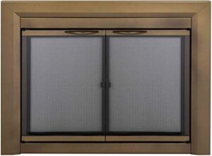 pleasant hearth ca-3202 cahill fireplace glass door, antique brass, large