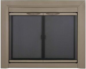 pleasant hearth cb-3301 colby fireplace glass door, sunlight nickel, medium