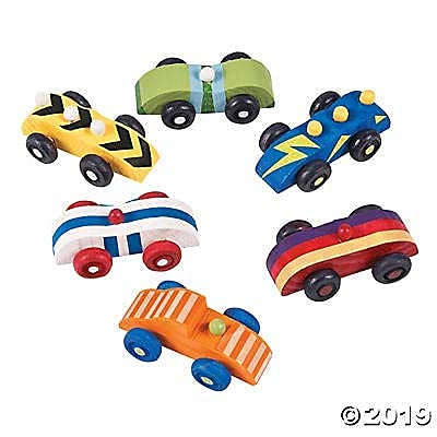 Unfinished Paintable Wooden Cars, Set of 12 - DIY Toys and Wood Crafts for Kids, Party Favors and Activities