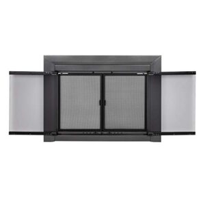 Pleasant Hearth CR-3400 Craton Fireplace Glass Door, Gunmetal, Small