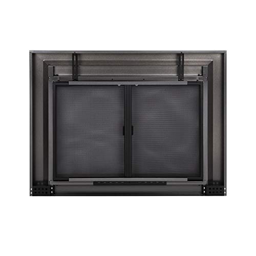 Pleasant Hearth CR-3400 Craton Fireplace Glass Door, Gunmetal, Small