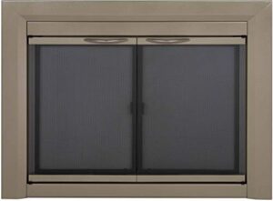 pleasant hearth cb-3300 colby fireplace glass door, sunlight nickel, small