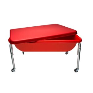 children's factory 18" small sensory table, sandbox with lid, water table for kids, red