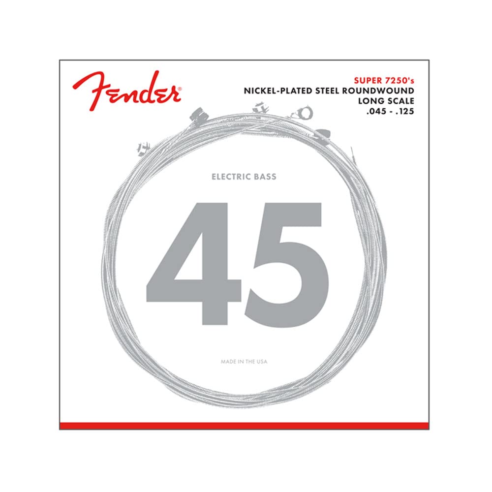 Fender 7250 Bass Strings, Nickel Plated Steel Roundwound, Long Scale, 7250-5M .045-.125