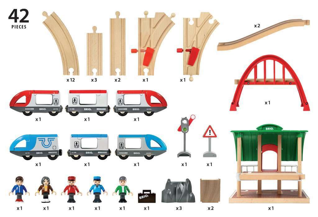 BRIO World - 33512 Travel Switching Set | Premium Wooden Train Toy Set with 42 Pieces & Accessories | Perfect for Children Ages 3 and Up | Compatible with All BRIO Railway Toys