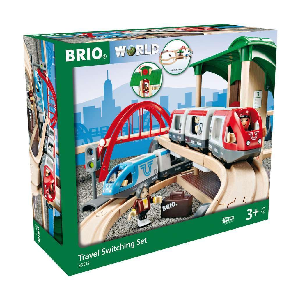 BRIO World - 33512 Travel Switching Set | Premium Wooden Train Toy Set with 42 Pieces & Accessories | Perfect for Children Ages 3 and Up | Compatible with All BRIO Railway Toys