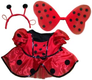 ladybug costume with wings outfit teddy bear clothes fits most 14" - 18" build-a-bear and make your own stuffed animals