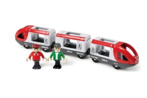 brio world 33505 - travel train set - premium 5 piece wooden toy set for toddlers | ideal birthday compatible with all brio railway toys