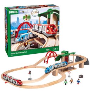 BRIO World - 33512 Travel Switching Set | Premium Wooden Train Toy Set with 42 Pieces & Accessories | Perfect for Children Ages 3 and Up | Compatible with All BRIO Railway Toys