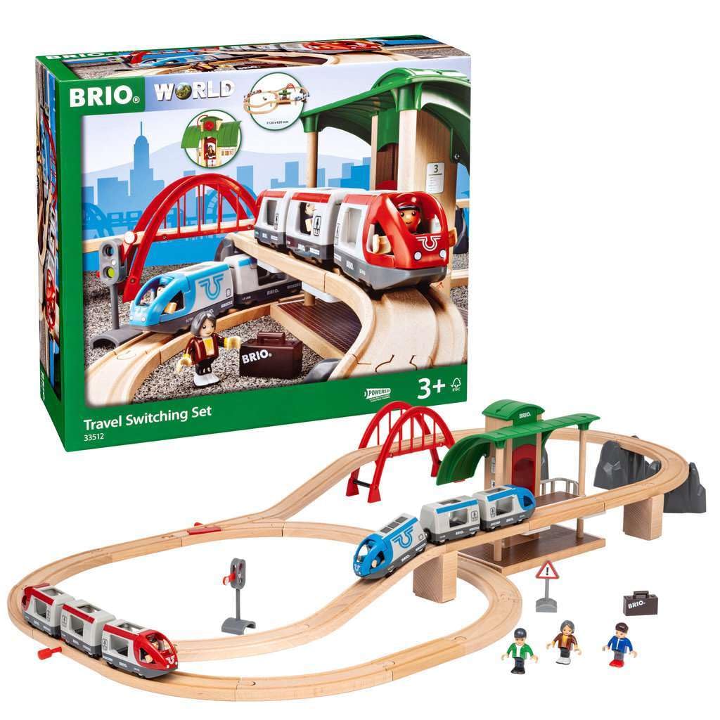 BRIO World - 33512 Travel Switching Set | Premium Wooden Train Toy Set with 42 Pieces & Accessories | Perfect for Children Ages 3 and Up | Compatible with All BRIO Railway Toys