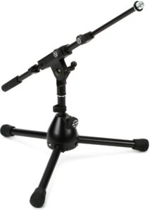 k&m - konig & meyer 25950.500.55 - very low level microphone compact stand - 2-piece telescopic boom arm - zinc die-cast base - professional grade for all musicians - german made - black