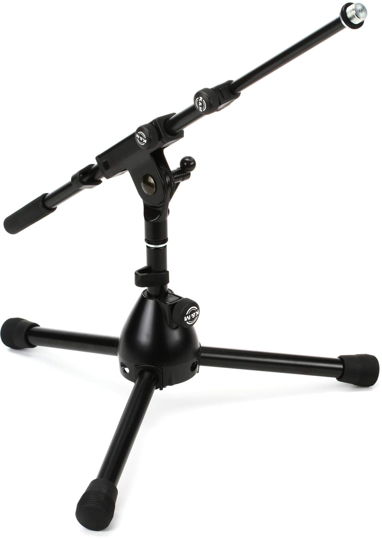 K&M - Konig & Meyer 25950.500.55 - Very Low Level Microphone Compact Stand - 2-piece Telescopic Boom Arm - Zinc Die-Cast Base - Professional Grade For All Musicians - German Made - Black