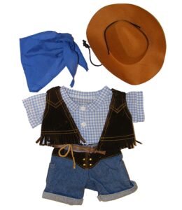 cowboy w/hat and scarf outfit teddy bear clothes fits most 14 - 18 build-a-bear and make your own stuffed animals