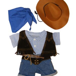 Cowboy w/Hat and Scarf Outfit Teddy Bear Clothes Fits Most 14 - 18 Build-A-Bear and Make Your Own Stuffed Animals