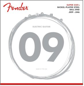 fender super 250 electric guitar strings, nickel plated steel, ball end, 250lr .009-.046