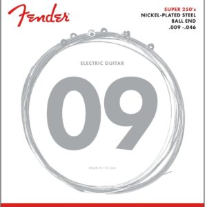 Fender Super 250 Electric Guitar Strings, Nickel Plated Steel, Ball End, 250LR .009-.046