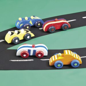 Unfinished Paintable Wooden Cars, Set of 12 - DIY Toys and Wood Crafts for Kids, Party Favors and Activities