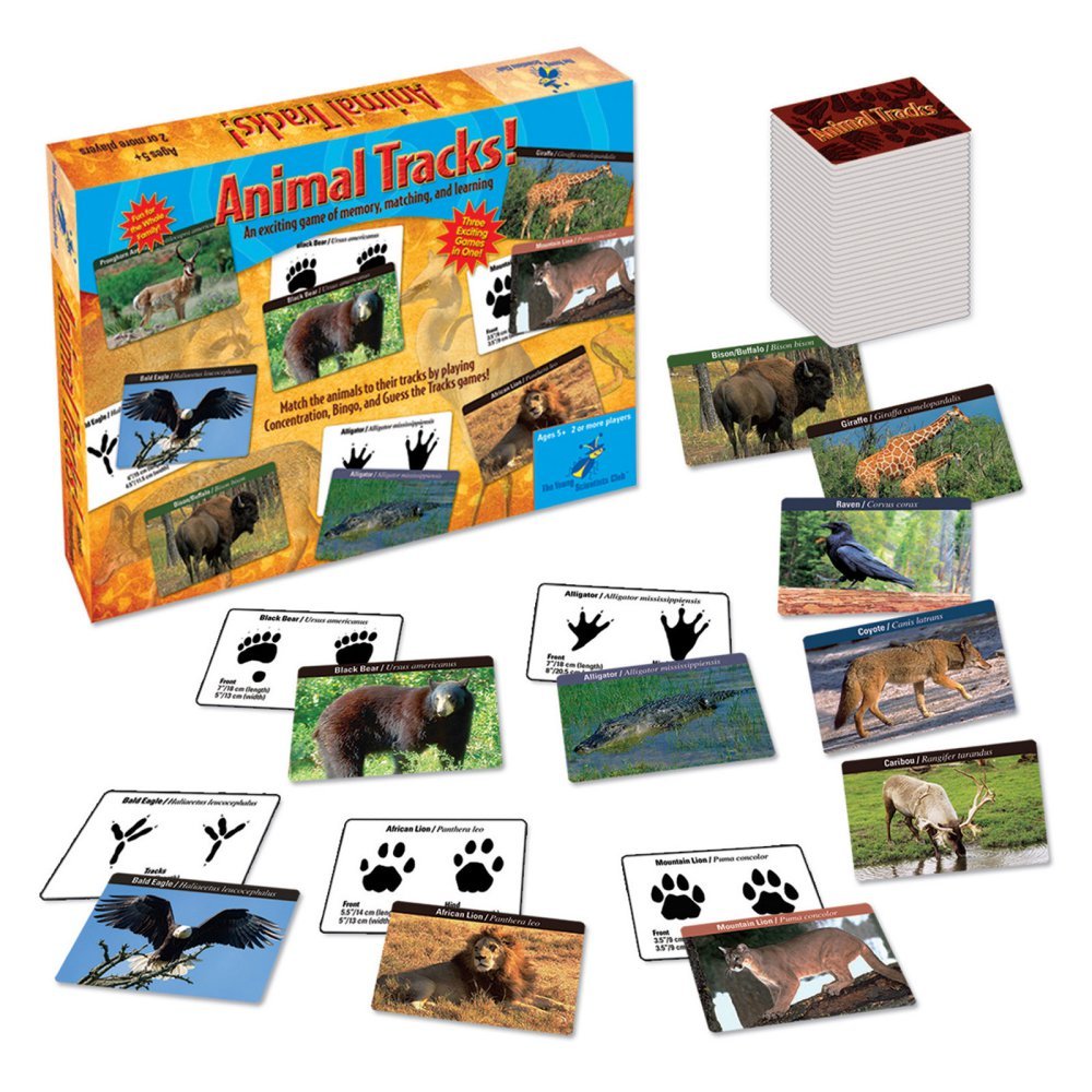 The Young Scientists Club Animal Tracks Game, At-Home STEM Kits For Kids Age 5 and Up, Animal Games for Young Scientists, Kids Party Games and Activities , Yellow