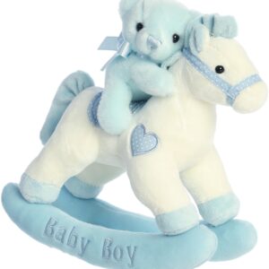 Aurora® Melodious Musicals! Baby Boy Rocking Horse™ Baby Stuffed Animal - Musical Entertainment - Engaging Play - Blue 12 Inches