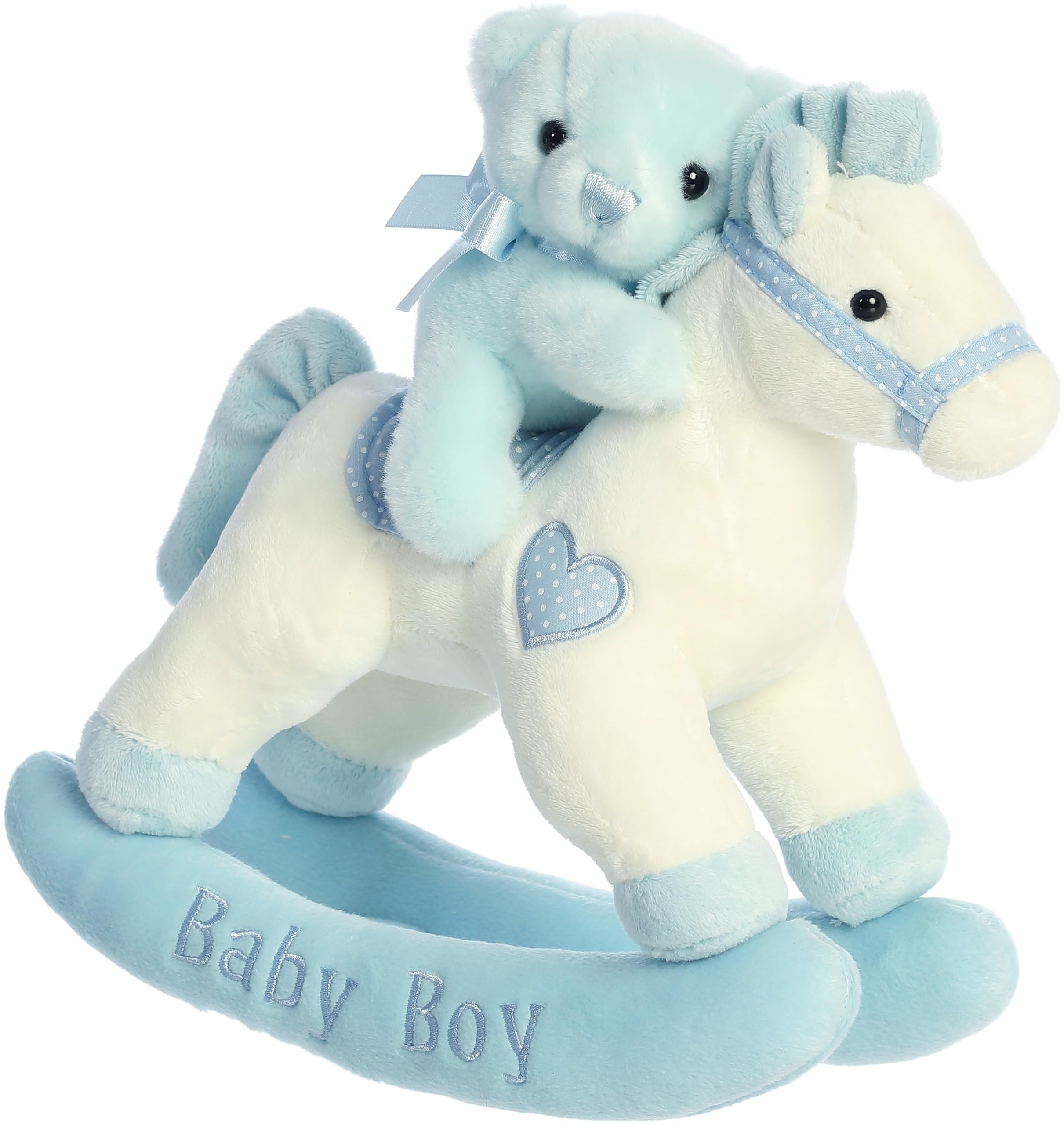 Aurora® Melodious Musicals! Baby Boy Rocking Horse™ Baby Stuffed Animal - Musical Entertainment - Engaging Play - Blue 12 Inches