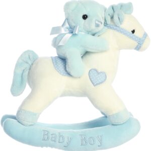 Aurora® Melodious Musicals! Baby Boy Rocking Horse™ Baby Stuffed Animal - Musical Entertainment - Engaging Play - Blue 12 Inches