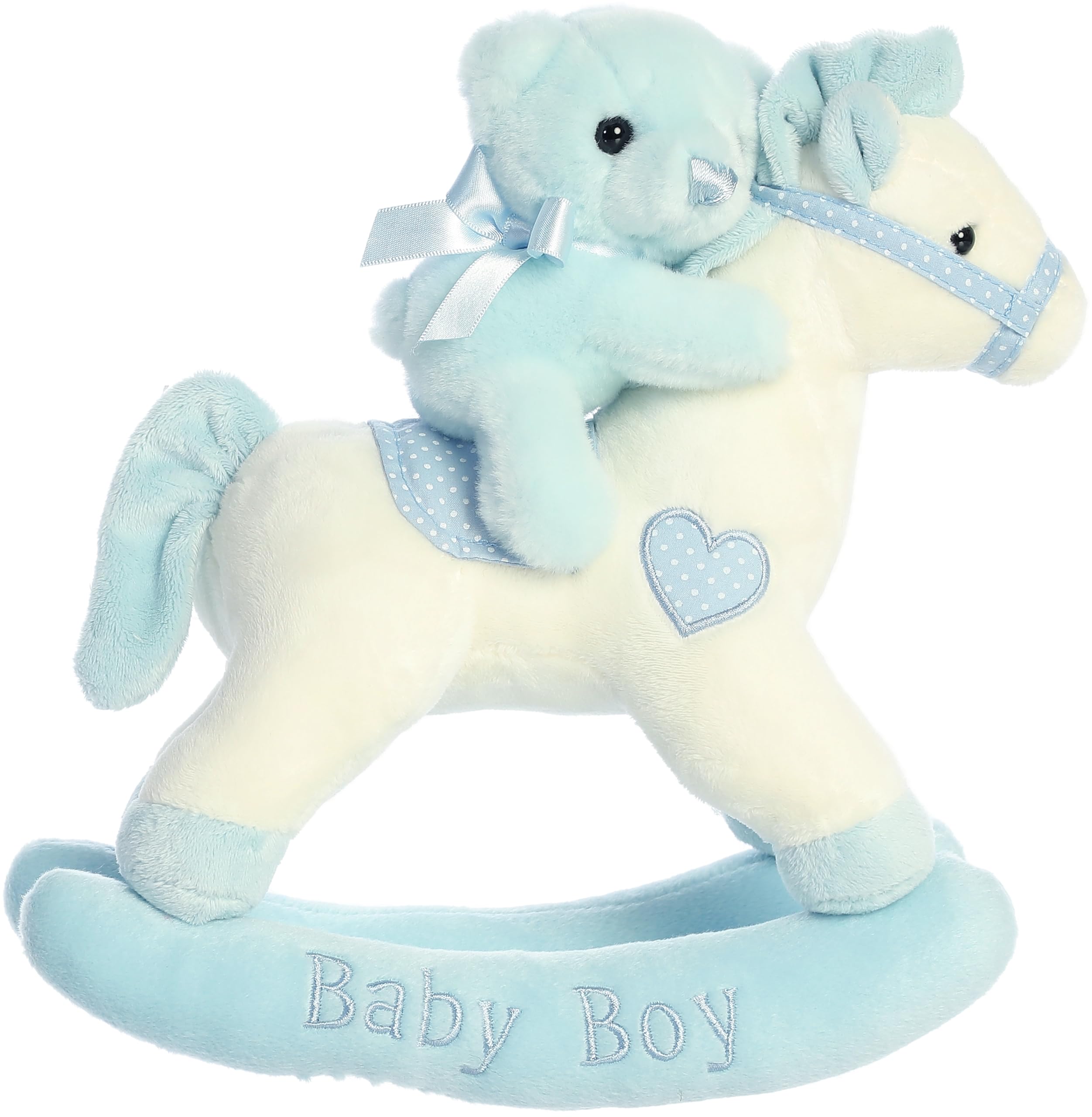 Aurora® Melodious Musicals! Baby Boy Rocking Horse™ Baby Stuffed Animal - Musical Entertainment - Engaging Play - Blue 12 Inches