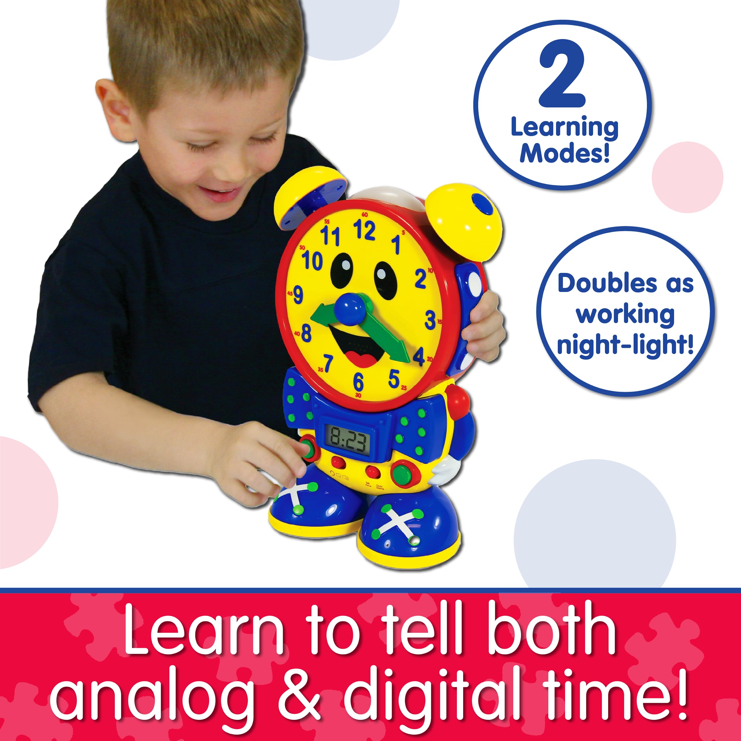 The Learning Journey Telly The Teaching Time Clock - Electronic Analog & Digital Time Telling Aid with Two Quiz Modes & Night Light - Telling Time Teaching Clock - Award Winning Toys