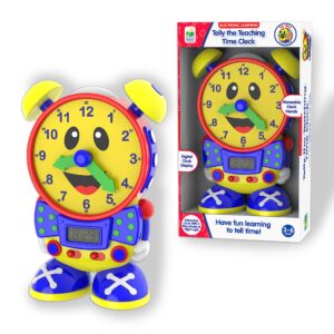 the learning journey telly the teaching time clock - electronic analog & digital time telling aid with two quiz modes & night light - telling time teaching clock - award winning toys