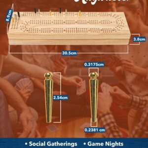 WE Games Wooden Cribbage Board Game Set, Continuous 3 Track for 2-3 Players, Travel Cribbage Board with Card Storage, Includes 9 Metal Pegs & Deck of Cards, Card Games, Classic Board Games for Adults