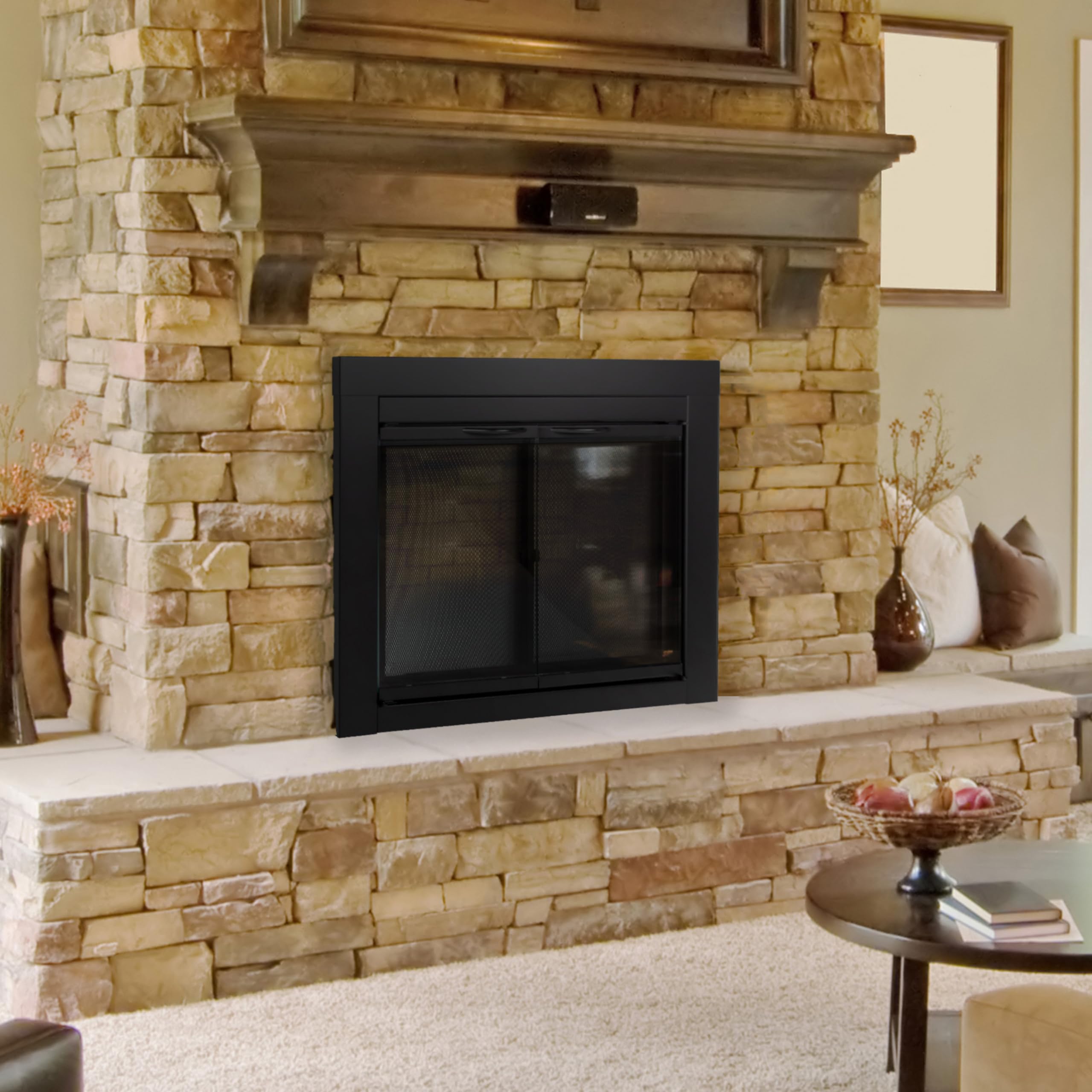 Pleasant Hearth AN-1012 Fireplace Screen, Large, Black