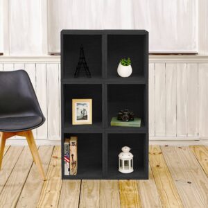 Way Basics Cube Plus Cubby Organizer (Tool-Free Assembly and Uniquely Crafted from Sustainable Non Toxic zBoard Paperboard), Black Wood Grain