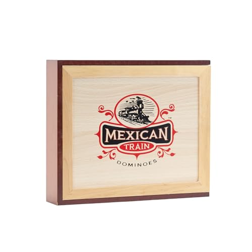 Front Porch Classics | Mexican Train Domino Set in Wooden Collector Box from Front Porch Classics for 2 to 8 Players Ages 8 and Up