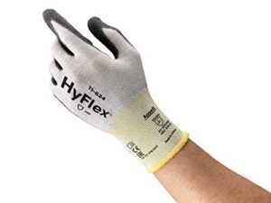 ansell hyflex 11-624 dyneema/lycra glove, cut resistant, black polyurethane coating, knit wrist cuff, x-large, size 10 (pack of 12 pairs)