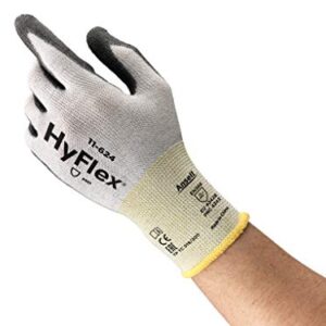 Ansell HyFlex 11-624 Dyneema/Lycra Glove, Cut Resistant, Black Polyurethane Coating, Knit Wrist Cuff, X-Large, Size 10 (Pack of 12 Pairs)