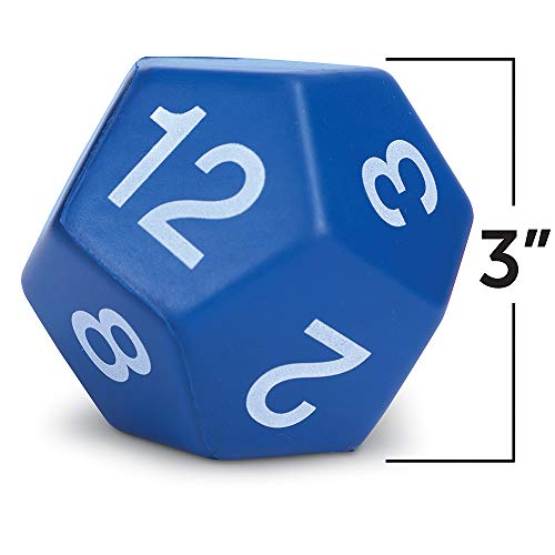 Learning Resources Jumbo Foam Polyhedral Dice, 5 Dice, 4, 8, 10, 20 Sides, Ages 5+ Multicolor, 3 W in