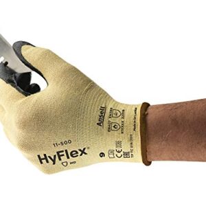 Ansell HyFlex 11-500 Kevlar Glove, Cut Resistant, Black Foam Nitrile Coating, Knit Wrist Cuff, Large, Size 9 (Pack of 12)