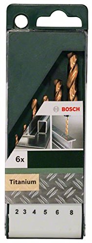 Bosch Home and Garden 2609255113 6-Piece Metal Drill bit Set HSS-TiN, DIN 338