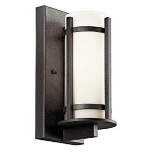 kichler camden 11" 1 light outdoor wall light with opal etched glass in anvil iron, 9.5 in