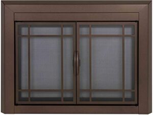 pleasant hearth en-5500 pleasant hearth enfield glass firescreen, small, burnished bronze