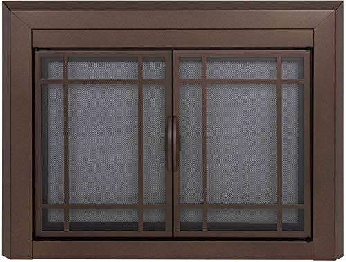 Pleasant Hearth EN-5500 Pleasant Hearth Enfield Glass Firescreen, Small, Burnished Bronze