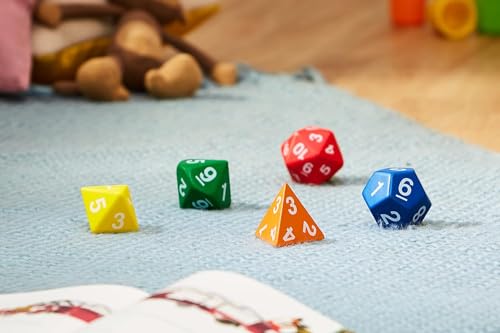 Learning Resources Jumbo Foam Polyhedral Dice, 5 Dice, 4, 8, 10, 20 Sides, Ages 5+ Multicolor, 3 W in