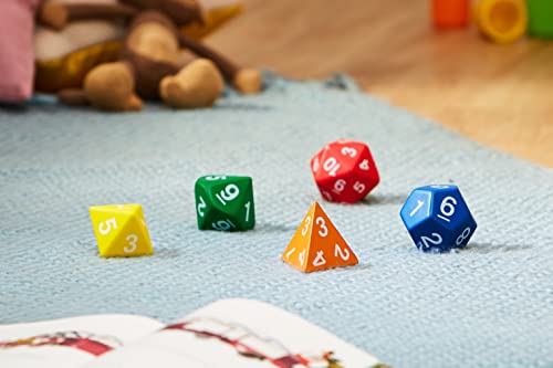 Learning Resources Jumbo Foam Polyhedral Dice, 5 Dice, 4, 8, 10, 20 Sides, Ages 5+ Multicolor, 3 W in