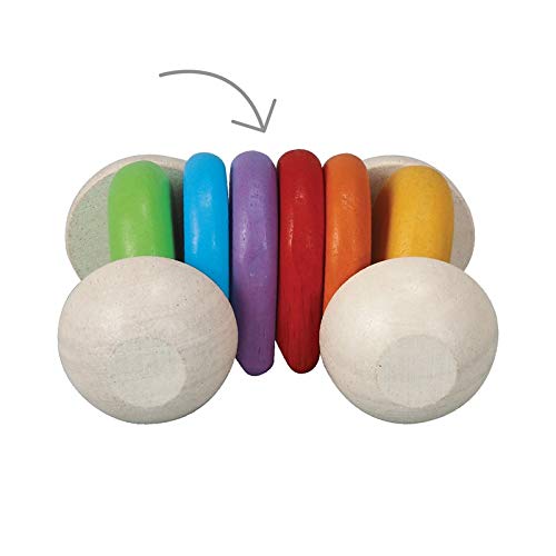 PlanToys Wooden Baby Car Toy (5229) | Rainbow Color Collection |Sustainably Made from Rubberwood and Non-Toxic Paints and Dyes