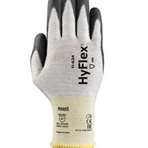 Ansell HyFlex 11-624 Dyneema/Lycra Glove, Cut Resistant, Black Polyurethane Coating, Knit Wrist Cuff, X-Large, Size 10 (Pack of 12 Pairs)