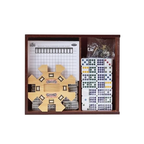 Front Porch Classics | Mexican Train Domino Set in Wooden Collector Box from Front Porch Classics for 2 to 8 Players Ages 8 and Up