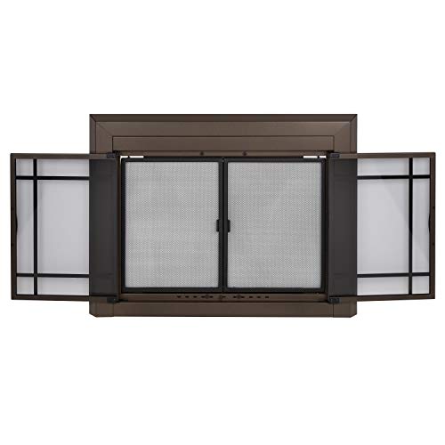 Pleasant Hearth EN-5500 Pleasant Hearth Enfield Glass Firescreen, Small, Burnished Bronze