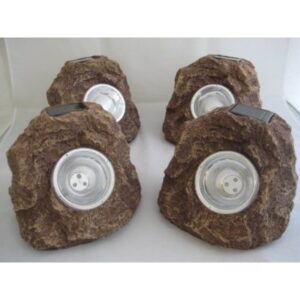 solar rock light 3 led tall spotlight for home and garden(set of 4)