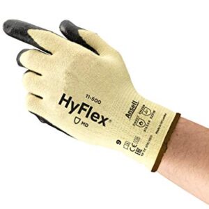 Ansell HyFlex 11-500 Kevlar Glove, Cut Resistant, Black Foam Nitrile Coating, Knit Wrist Cuff, Large, Size 9 (Pack of 12)