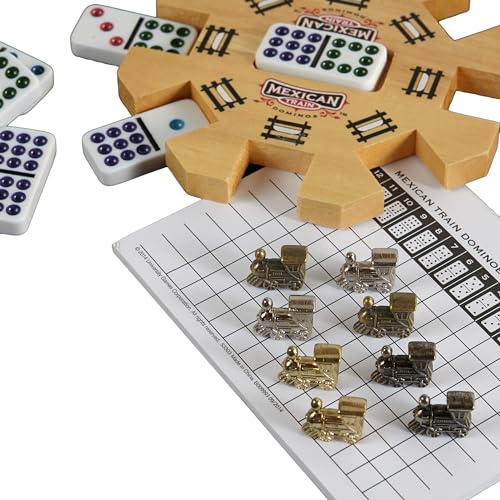 Front Porch Classics | Mexican Train Domino Set in Wooden Collector Box from Front Porch Classics for 2 to 8 Players Ages 8 and Up